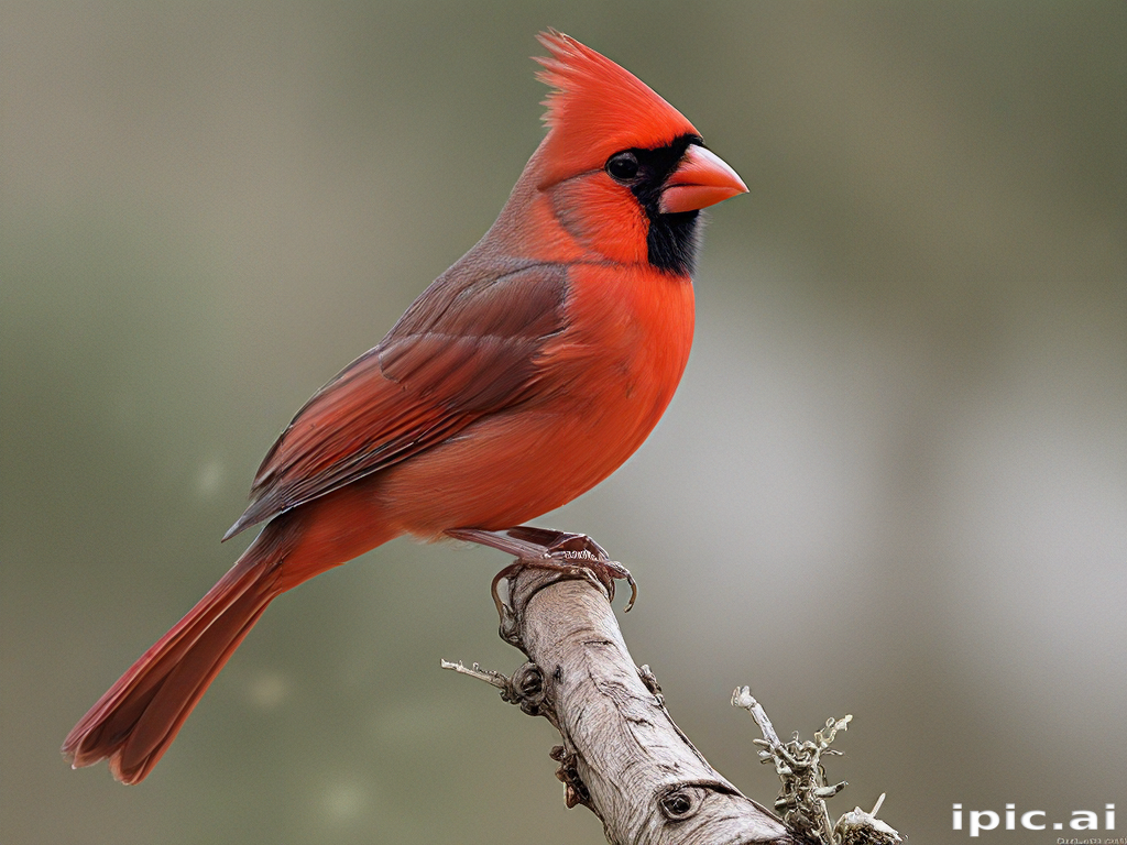 A Bright Red Cardinal Perched Gracefully on a Branch in Nature.