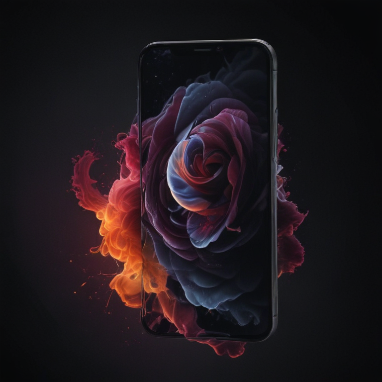 Stunning Abstract Rose Design on a Modern Smartphone with Vibrant Colors
