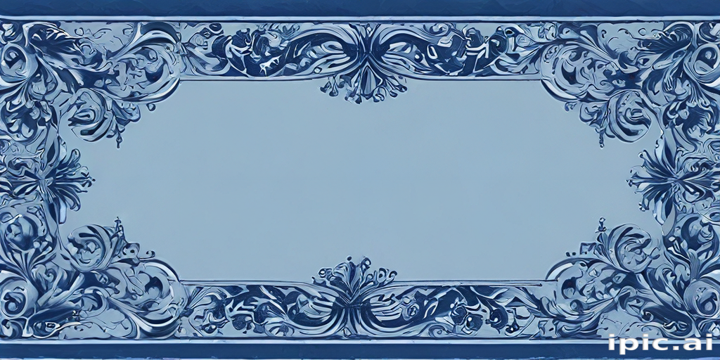 Elegant Blue Decorative Frame with Intricate Floral Patterns and Designs.