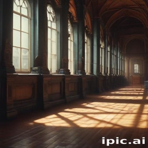 Sunlight Streaming Through Grand Windows in an Elegant Historic Hall