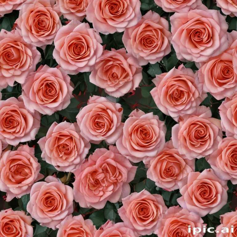 A Beautiful Pattern of Soft Pink Roses in Full Bloom Everywhere.