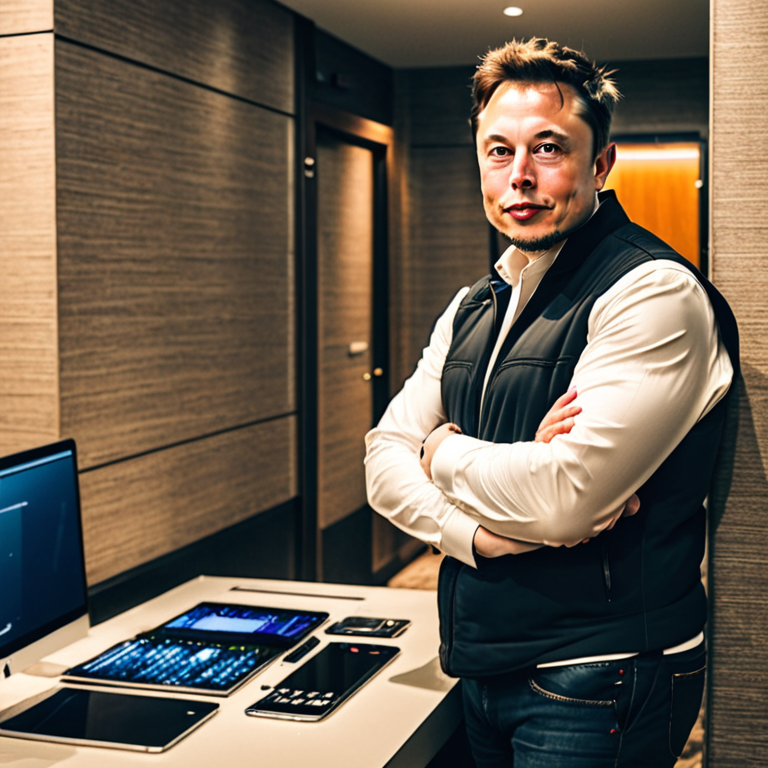 elon musk in the hotel.