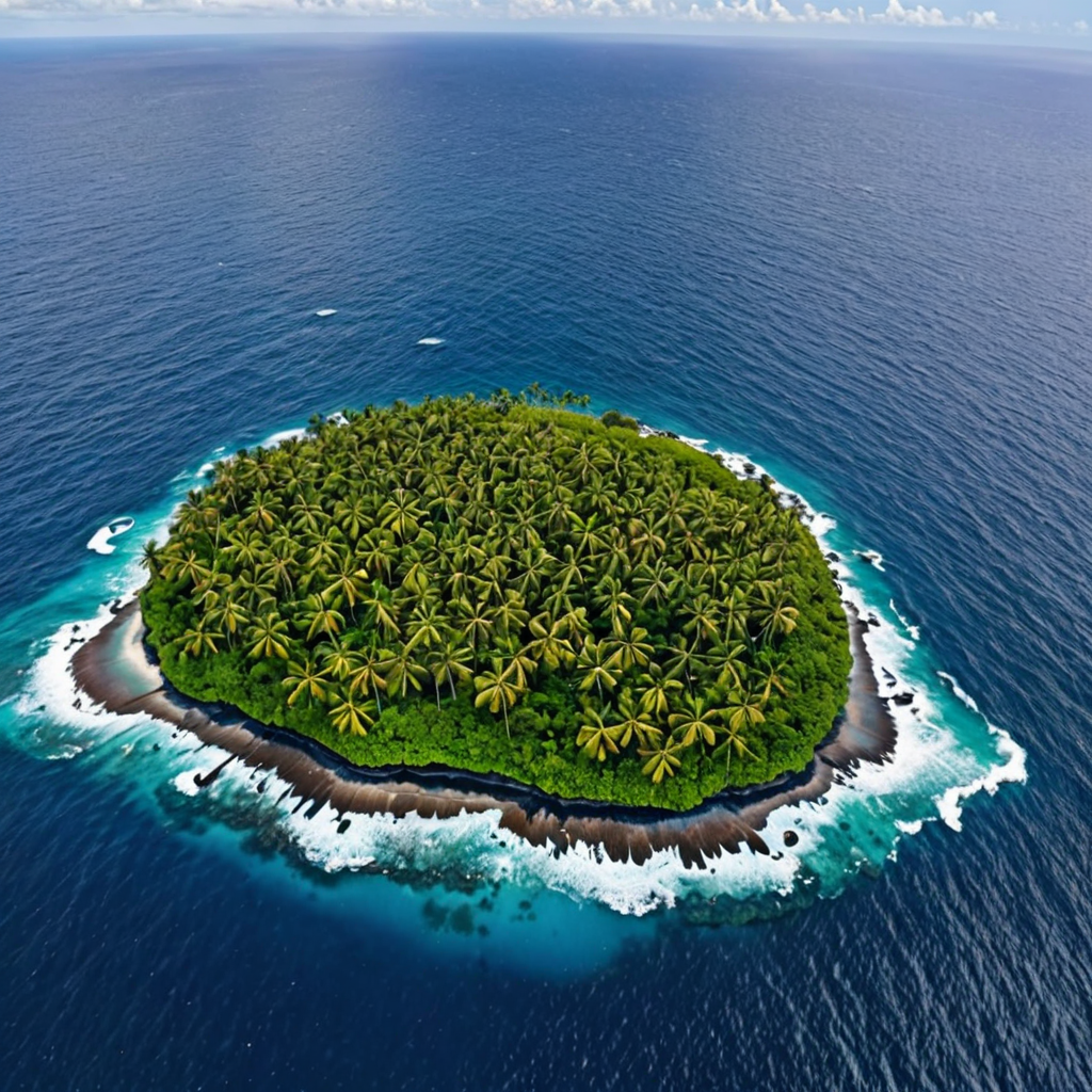 Tropical island, rough sea, isolated, mysterious
