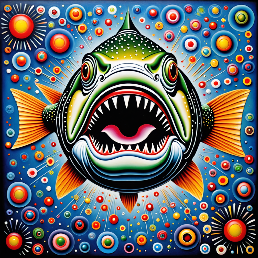 a cod, Kenny Scharf style, high resolution