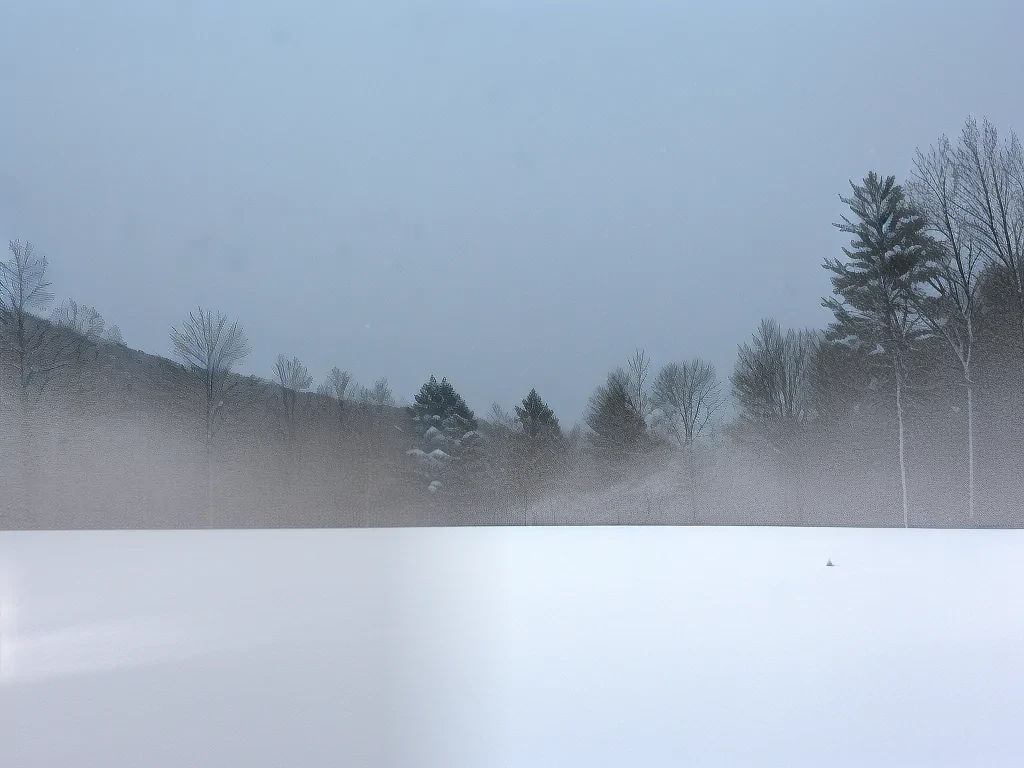 A Serene Winter Landscape Blanketed in Fresh, Soft Snowfall Under Gray ...