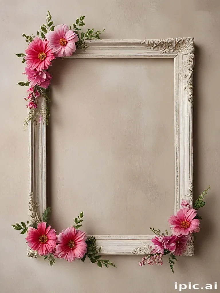 Elegant Floral Frame with Pink Flowers Perfect for Beautiful Portraits