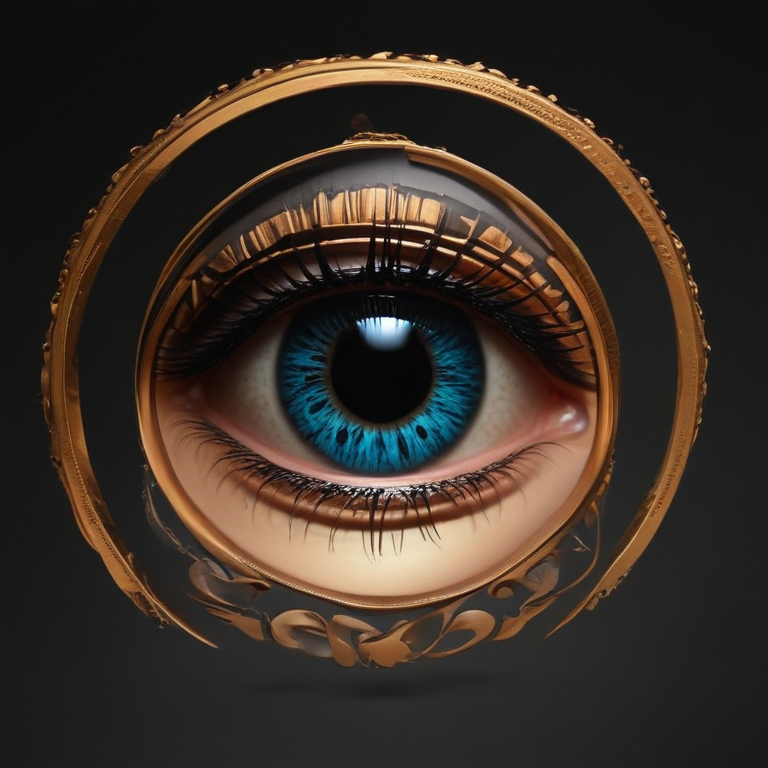 Intricate Eye Design Encased in a Decorative Golden Frame Display