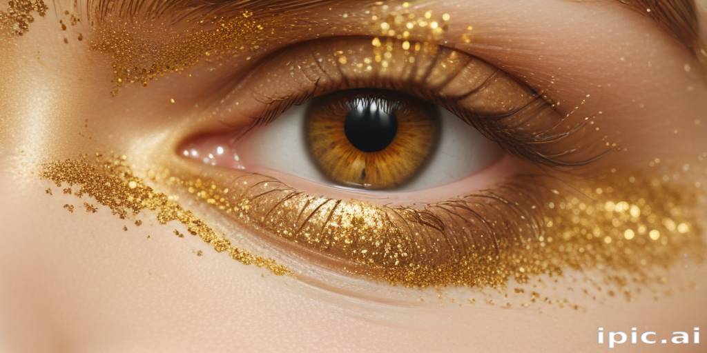 Close-Up of a Stunning Eye with Shimmering Gold Glitter Accents