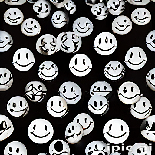A Colorful Array of Smiley Face Buttons on a Dark Background.