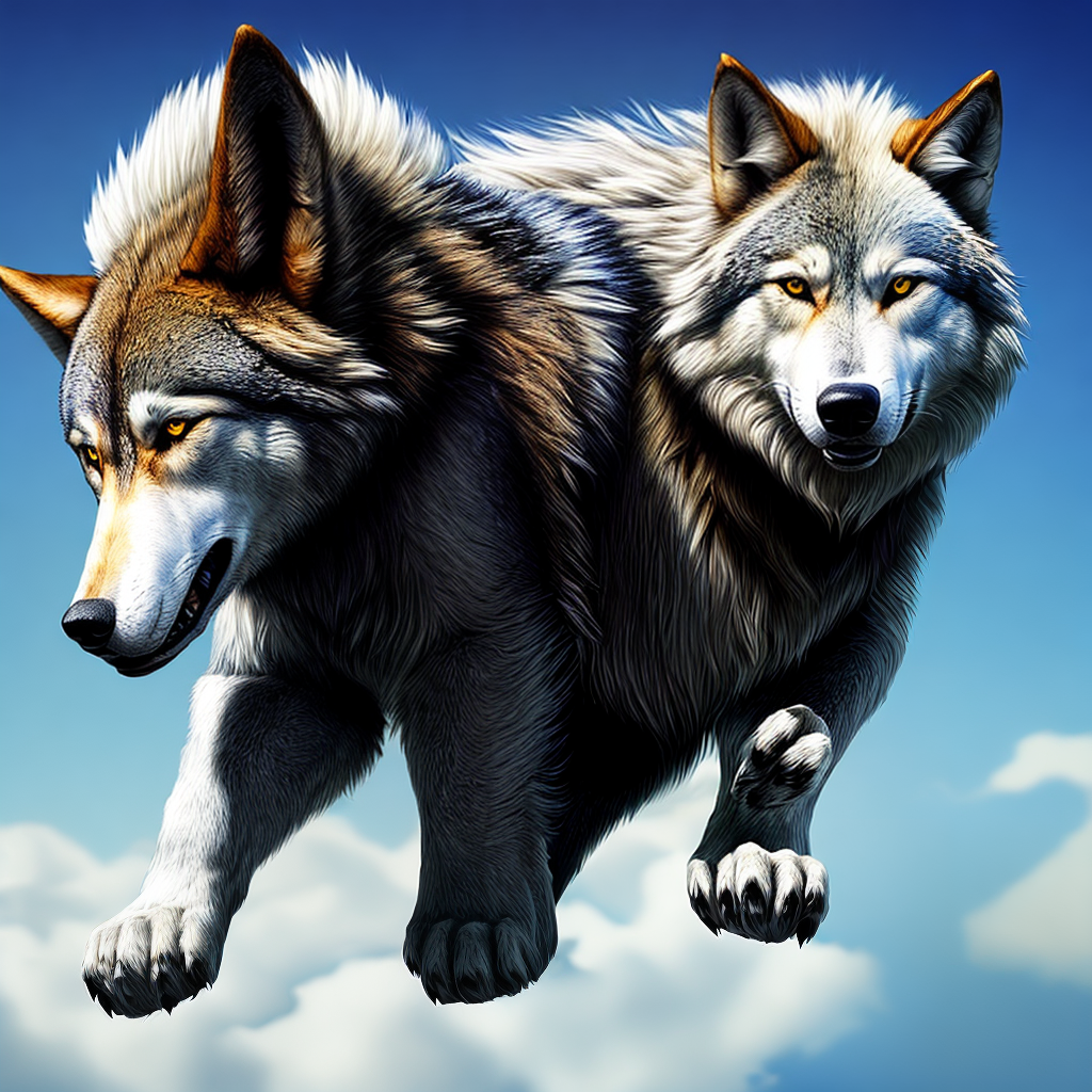 image of a half-human half-wolf with futuristic style