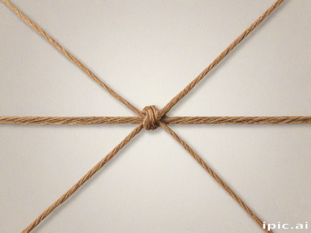 Interconnected Ropes Forming a Central Knot Against a Light Background