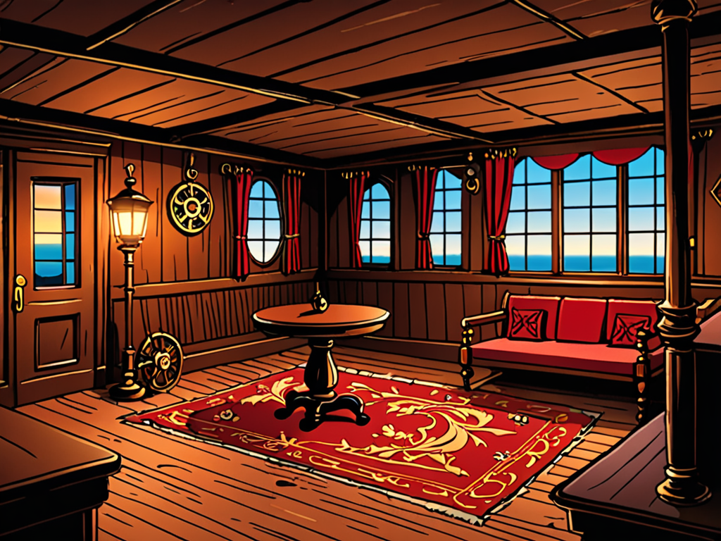 Interior of Captain Hook's state room on the pirate ship from the ...