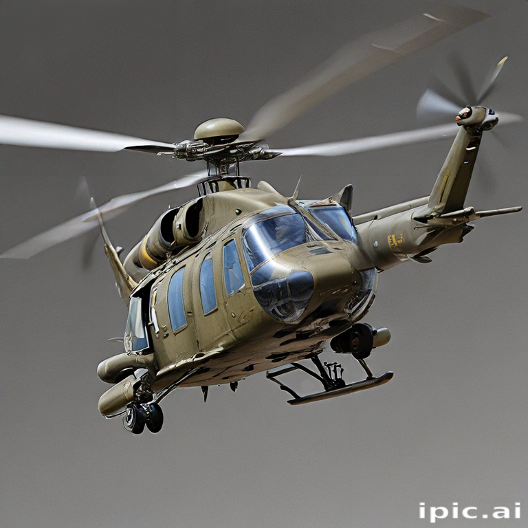 Military Helicopter in Flight Demonstrating Advanced Aerodynamic ...