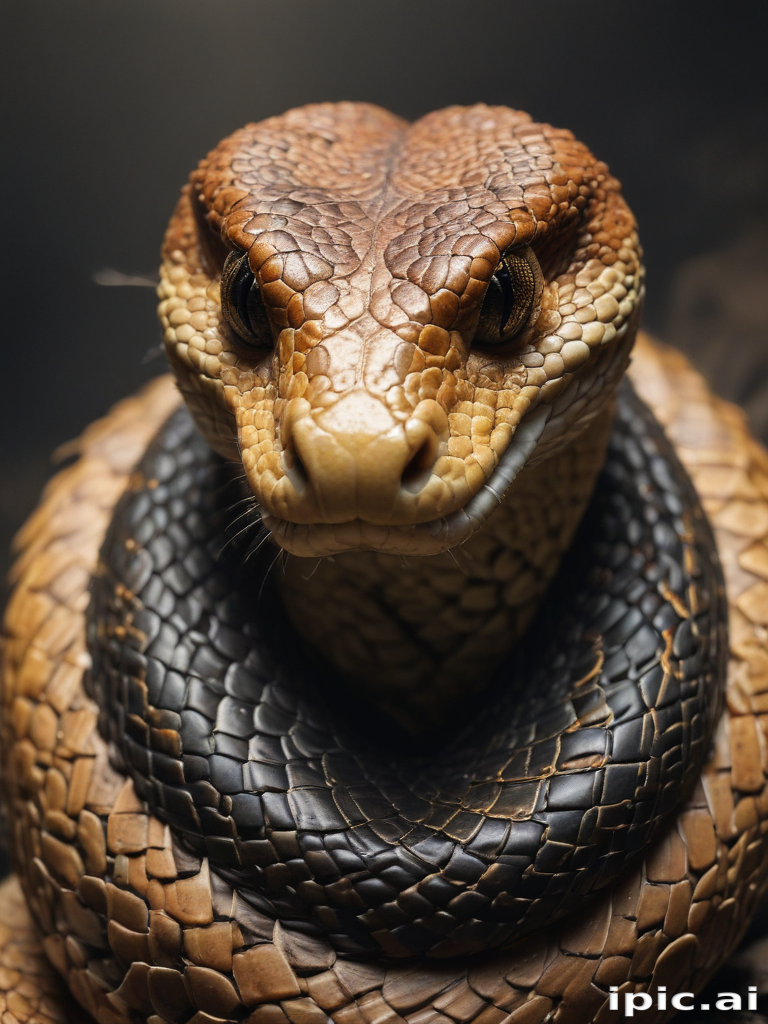 Close-Up of a Sculpted Snake with Intricate Textures and Patterns