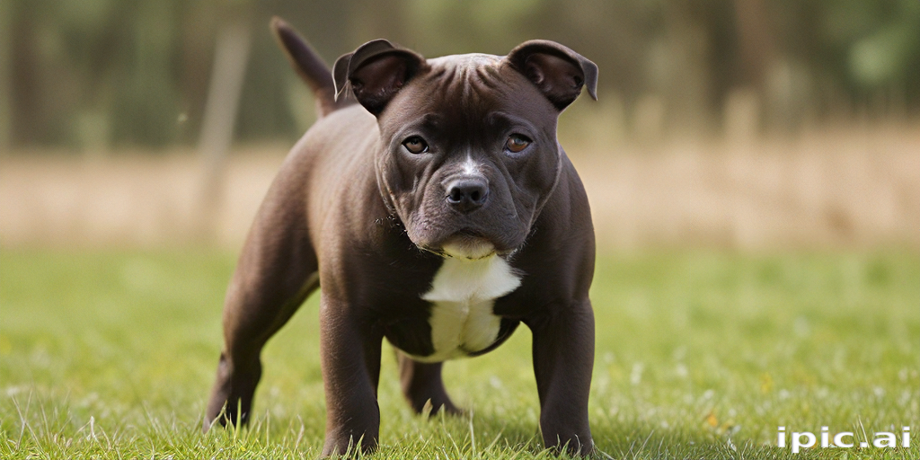 A Playful Brown Puppy Standing Proudly in a Sunny Green Field.