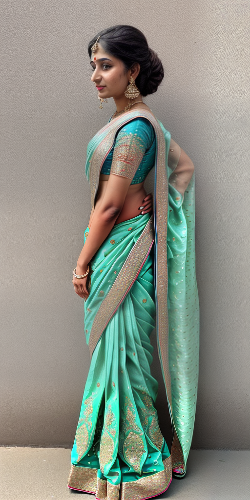 a girl with saree looking at right side