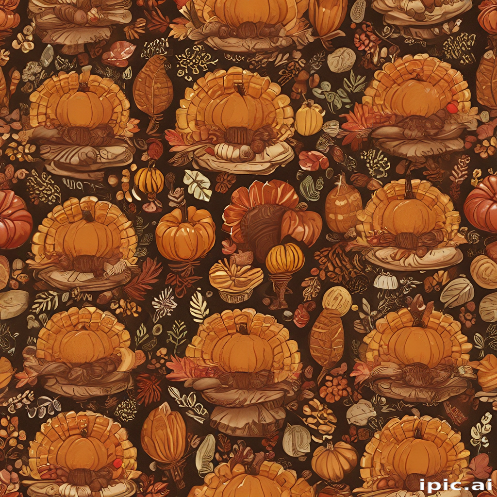 Autumn Harvest Pattern Featuring Pumpkins, Turkeys, and Colorful Fall ...