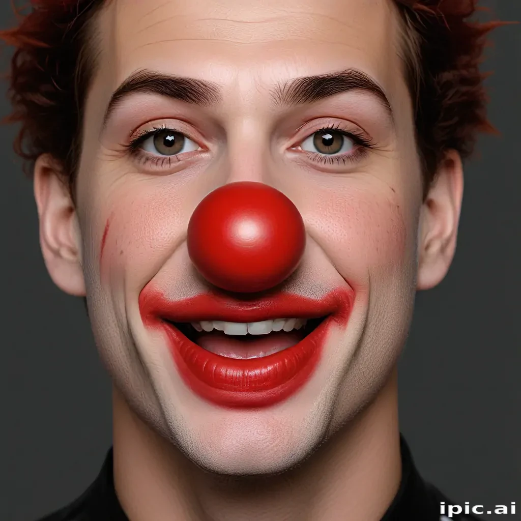 A Joyful Clown with Bright Red Nose and Cheerful Smile Captivating All.