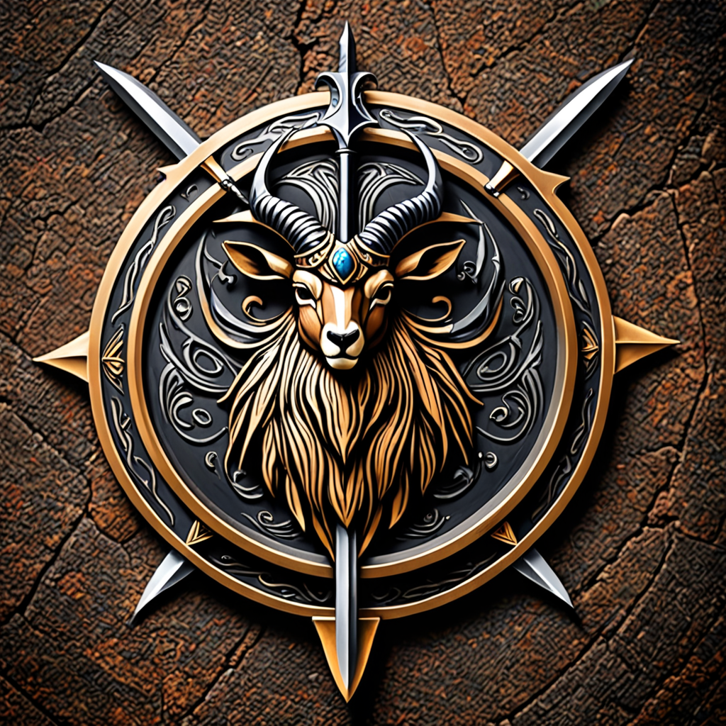 Sword and shield and spear and Legend of Markhor logo
