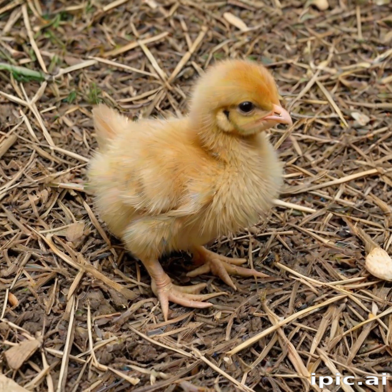 A Cute Yellow Chick Exploring Its Natural Earthy Environment Outdoors.