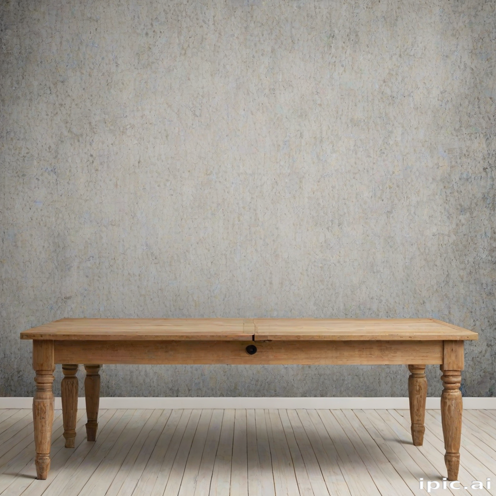 Simple Wooden Table Against a Textured Light Gray Background in Room