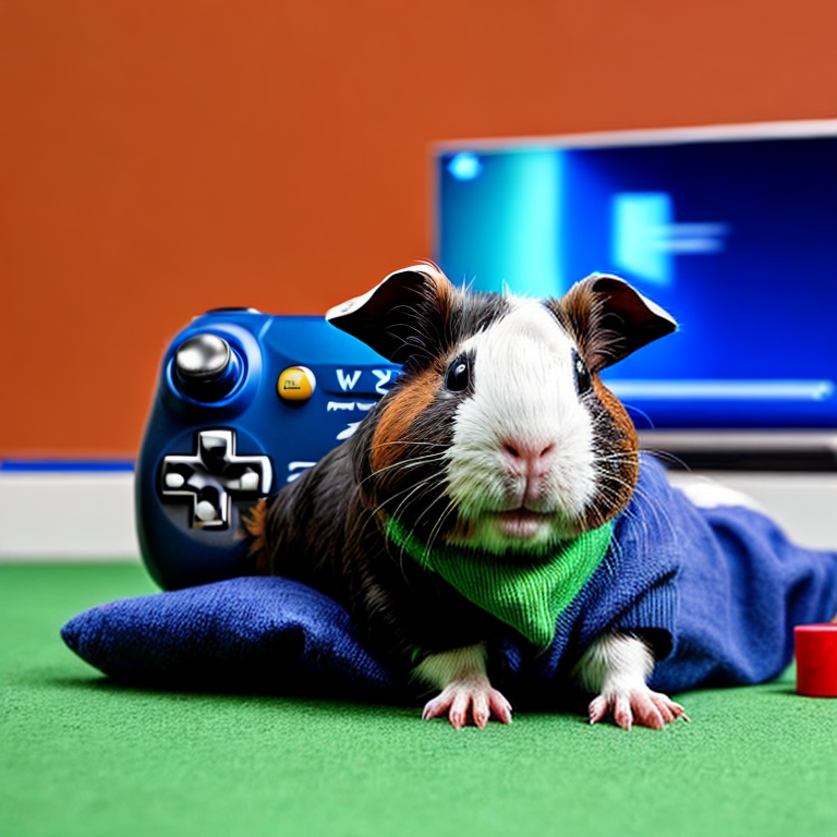guinea pig playing video game