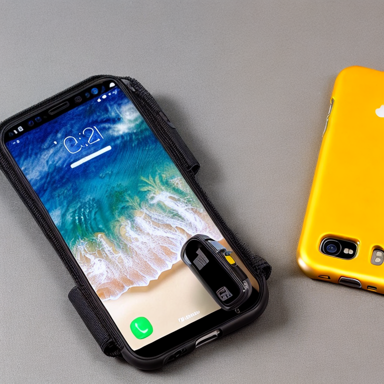 phone case with airpod case attached, solar panel in corner