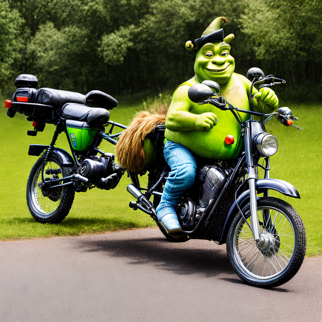 shrek on a bike