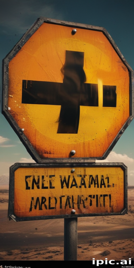 Weathered Signpost Indicating Road Condition Ahead with Faded Warning ...
