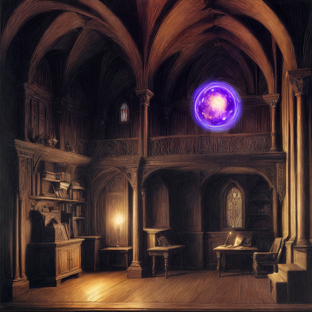 A Wizards den, in the style of visionary otherworldly, interior design ...