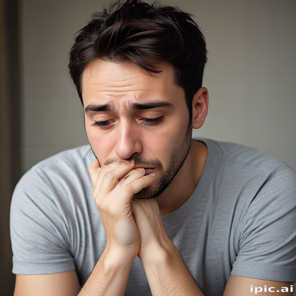 Contemplative Young Man Deep in Thought, Expressing Emotion and Concern