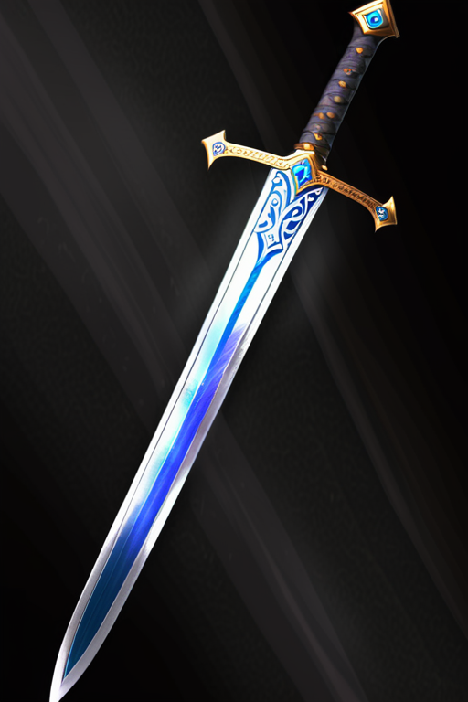 A Majestic Sword with Intricate Designs and a Shimmering Blade