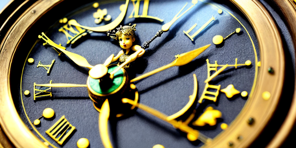 Fairy dancing inside antique clock
