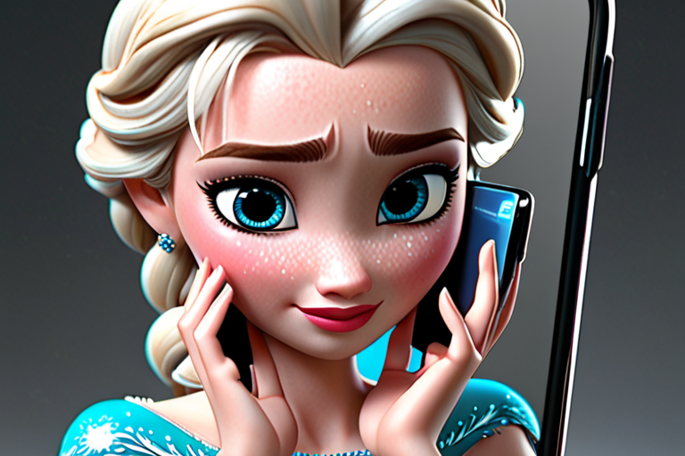 Elsa cry with her phone WhatsApp 3D Disney