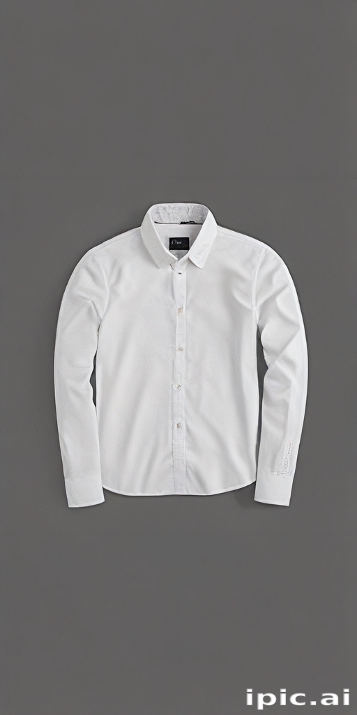 Classic Long-Sleeve White Button-Up Shirt on a Neutral Background
