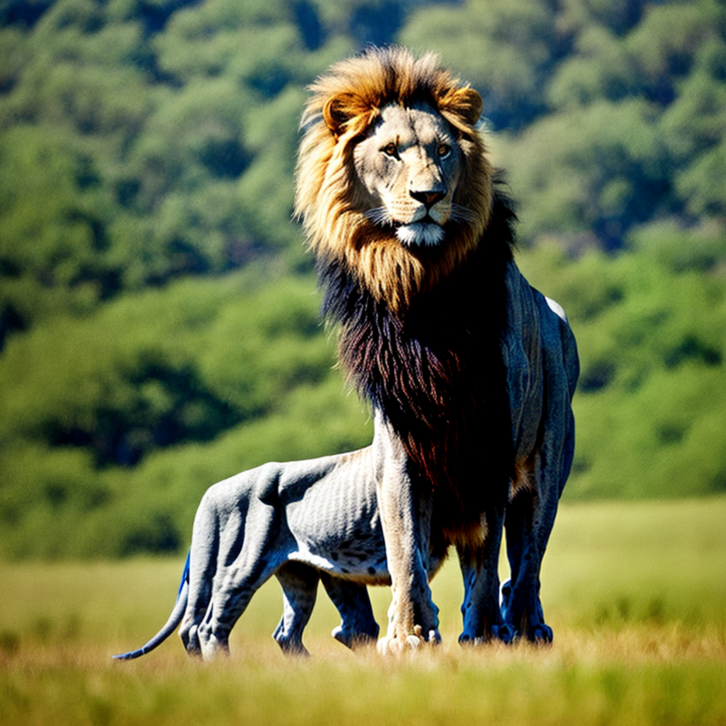 strong and beautiful lion in the forest