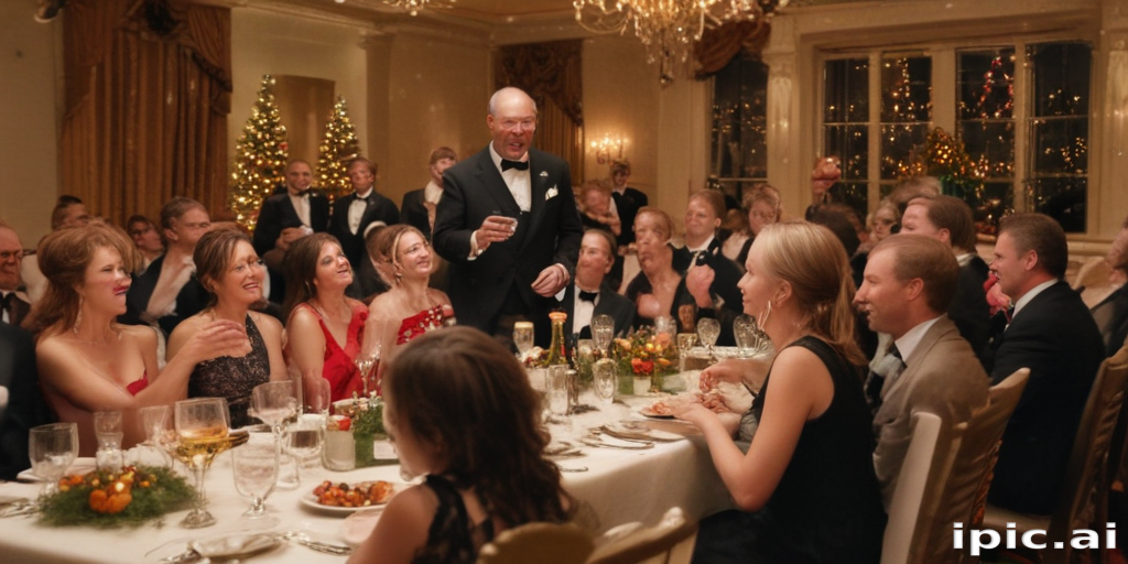 Elegant Evening: Guests Celebrate Together at a Festive Holiday Dinner
