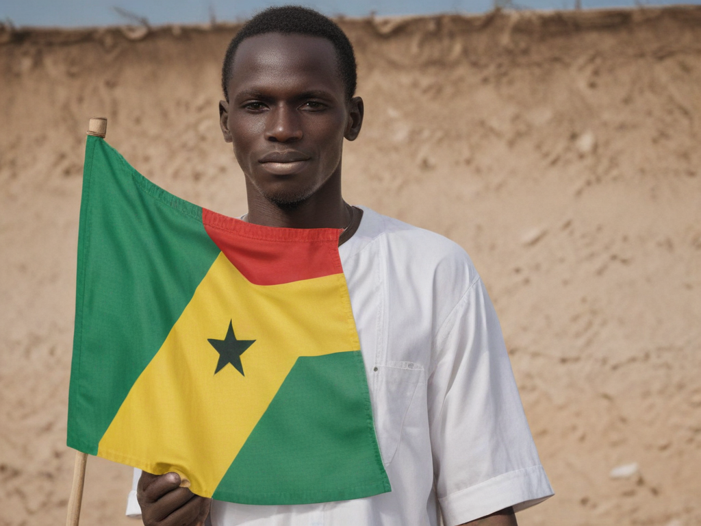 Senegal man with flag
