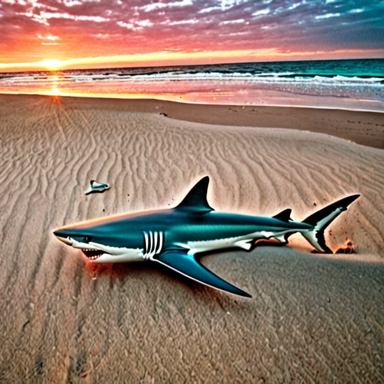 Beach, Sunset, shark