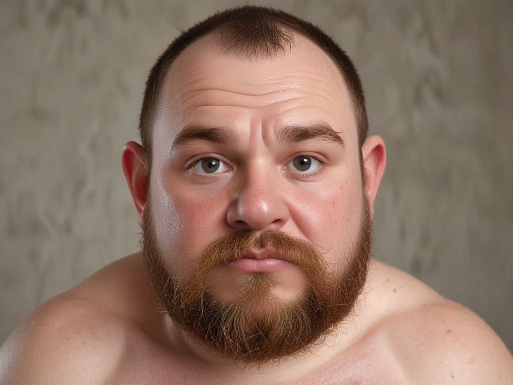 fat faced dwarf with receding hairline. very short but has a buff ...