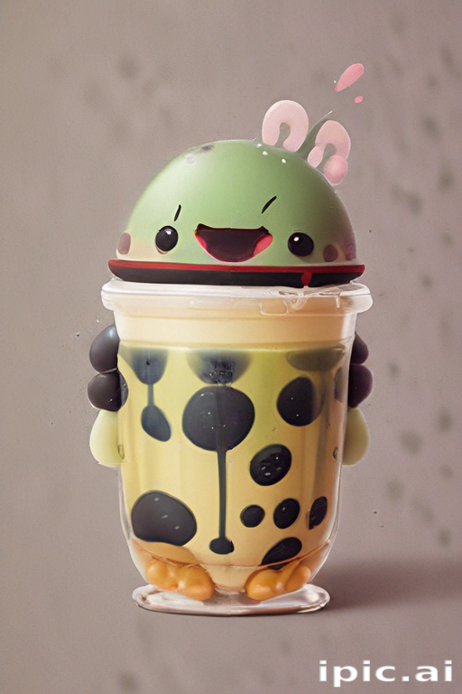 Adorable Cartoon Bubble Tea Character with a Happy Face and Cute Features