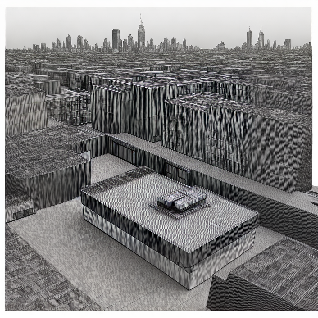 HELIPAD ON ROOFTOP. CLOSE LOOK. COMIC BOOK. SKETCH STYLE. BLACK AND WHITE.