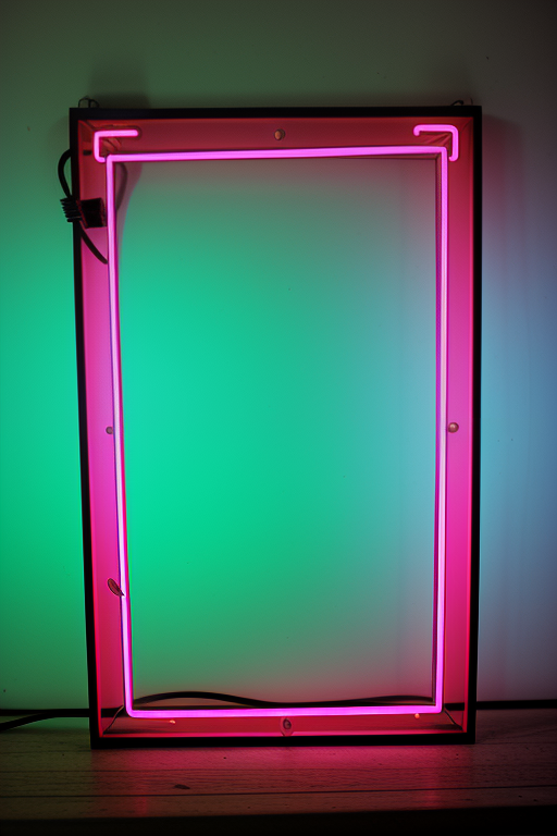 Colorful Neon Frame with Vibrant Green and Pink Lighting Effects
