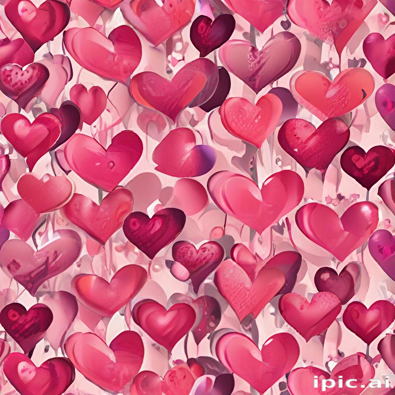 A Vibrant Collage of Colorful Hearts in Various Shades of Pink.