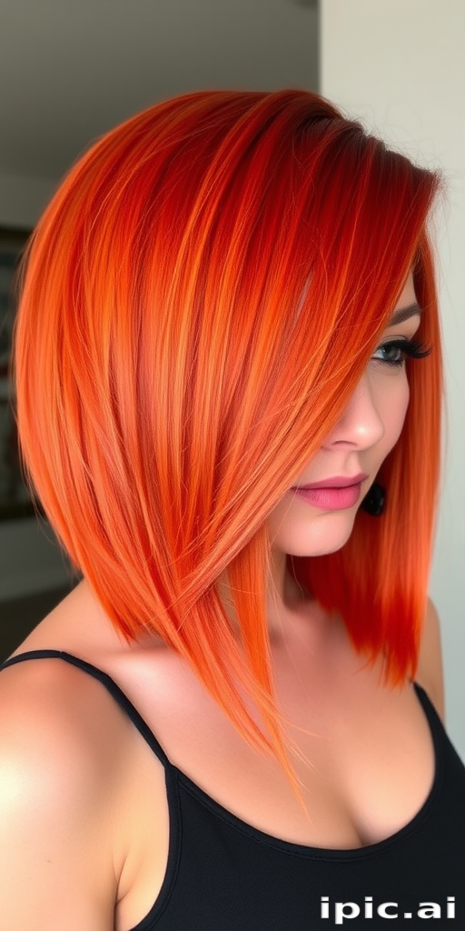Vibrant Orange Bob Hairstyle Showcasing Bold Color and Modern Style