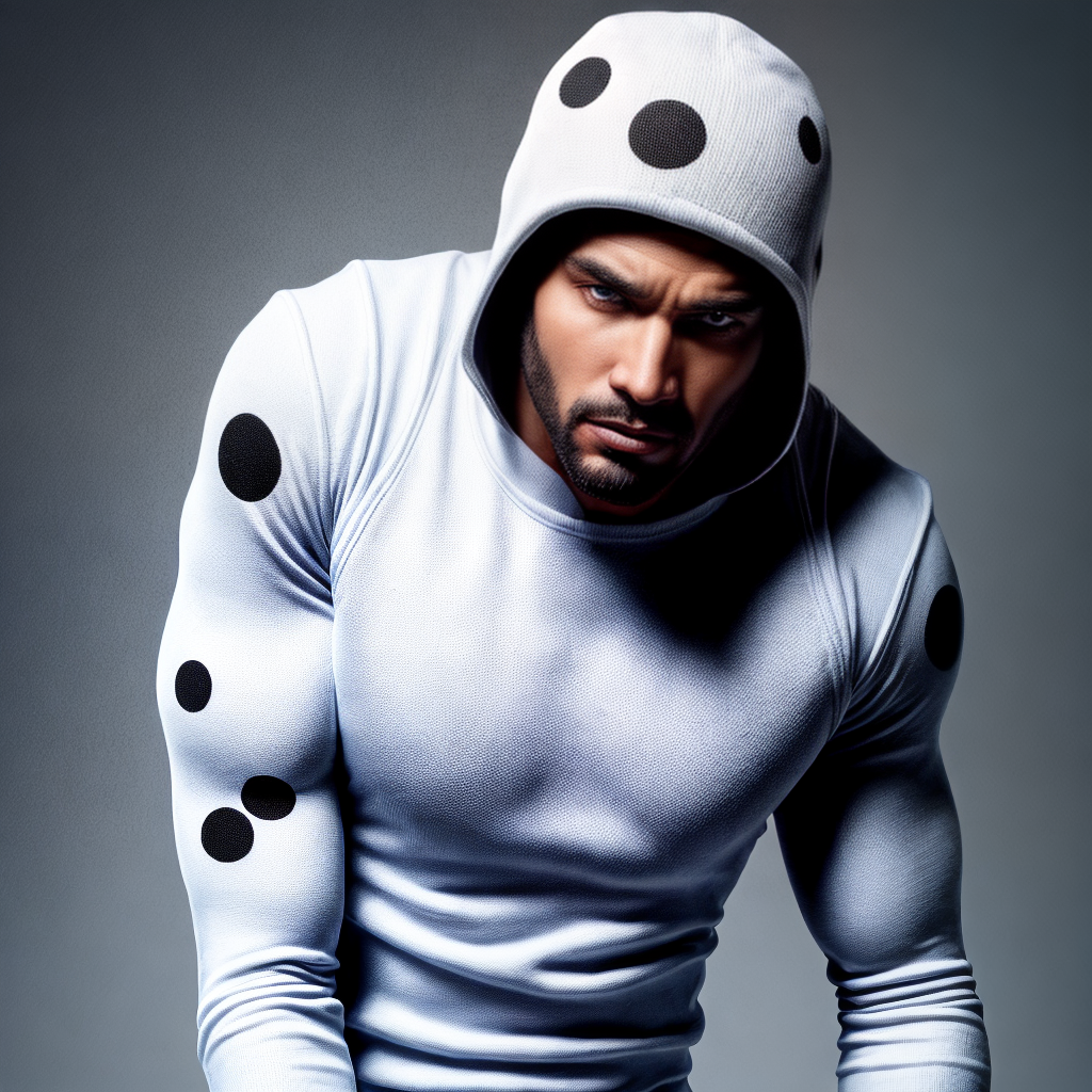 Make a villain with a white outfit with black spots. he is a strong ...