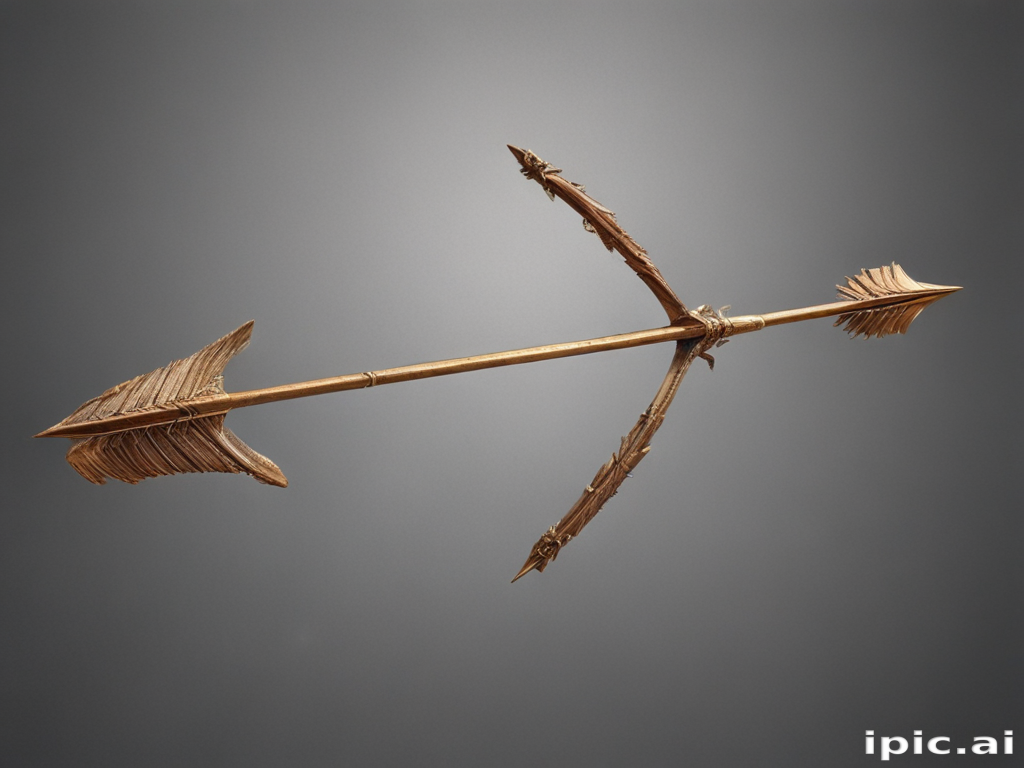 Intricately Designed Wooden Arrow with Unique Fletching and Shaft Details