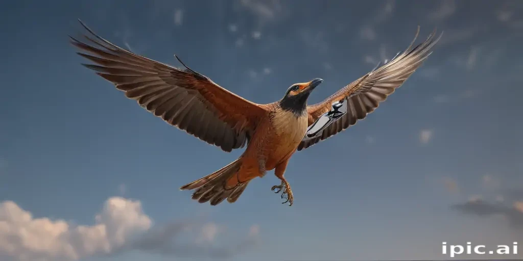 A Majestic Bird in Flight Against a Beautiful Sky Background