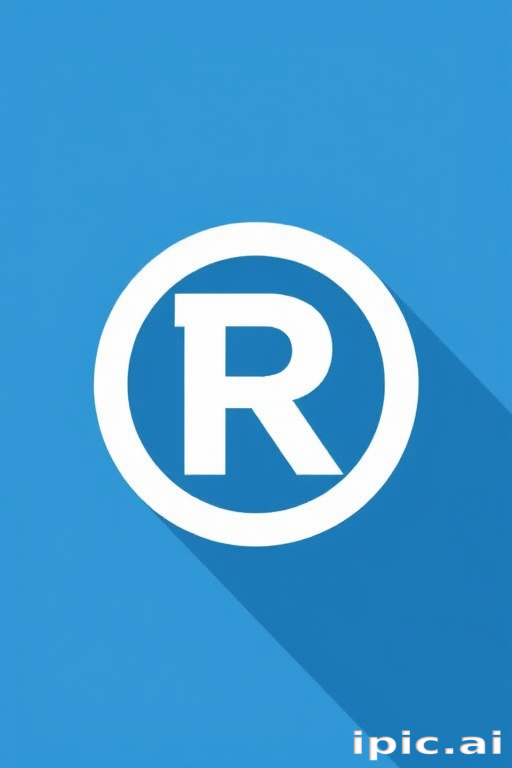 Stylized Registered Trademark Symbol on a Bright Blue Background Design