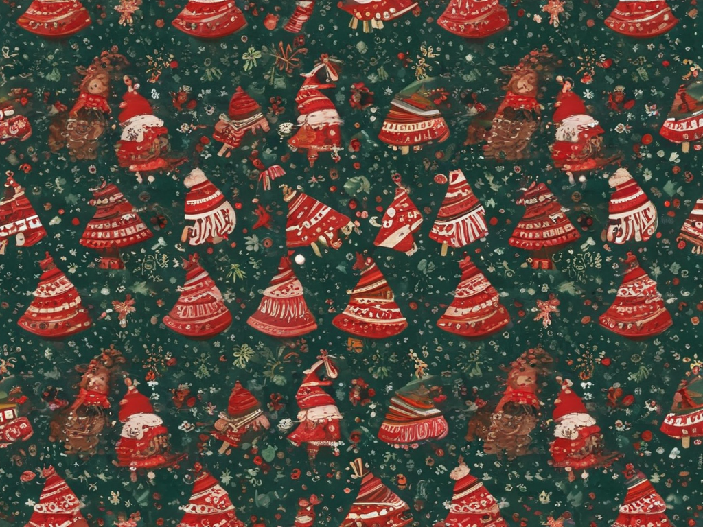 Festive Holiday Pattern Featuring Cheerful Santa Hats and Whimsical ...